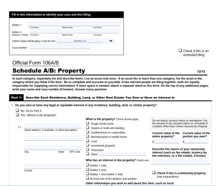 Bankruptcy Schedule A/B: What You Need to Know - Bankruptcy.Blog